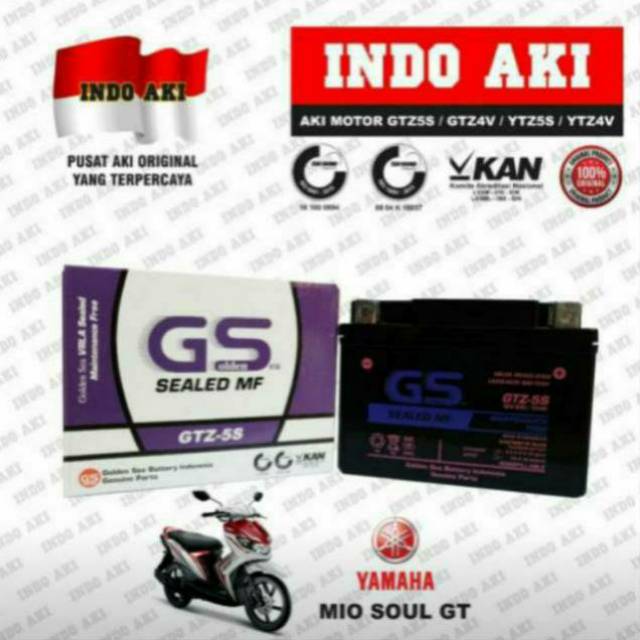 Jual Aki Motor Yamaha Mio Soul GT GTZ5 GTZ5S GTZ 5S Golden Sea Accu Kering MF | Shopee Indonesia