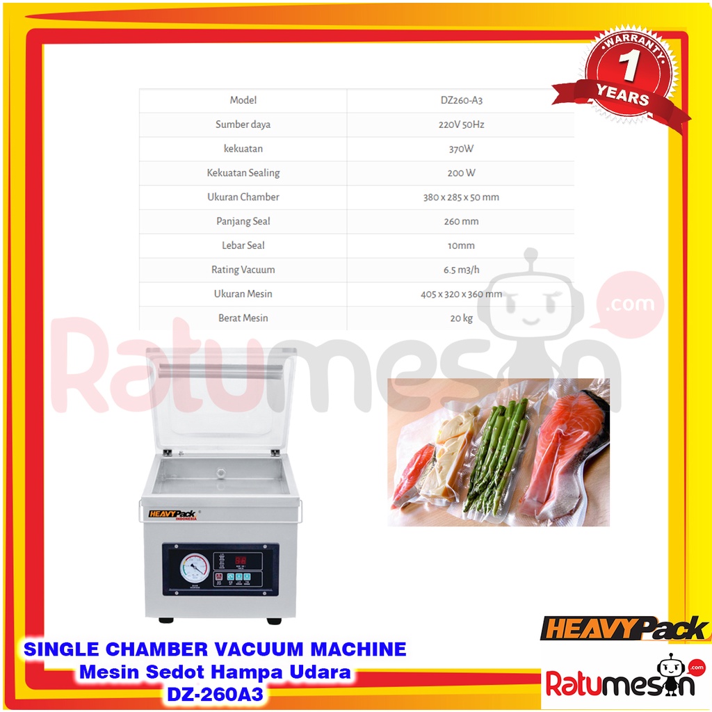 Jual Vacuum Sealer Single Chamber / Mesin Sedot Hampa Udara DZ-260A3 ...