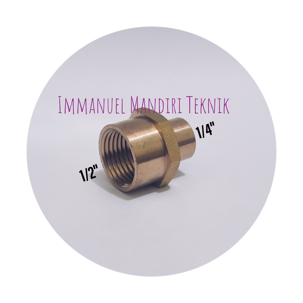Jual Socket Drat Dalam 1/2 x 1/4 Kuningan / Double Sok / Double Sock Drat Dalam 1/2 x 1/4 ...