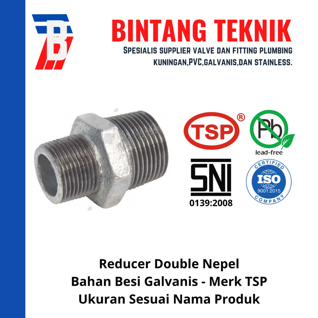 Jual Reducer Double Nepel 3/4" x 1/2" inch Besi Galvanis TSP | Shopee ...