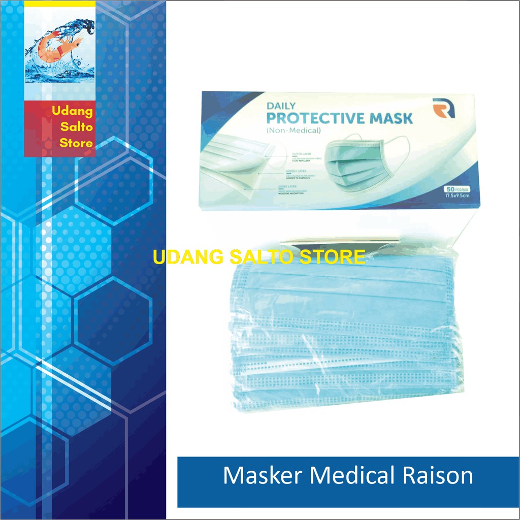 Jual Masker Bedah Medis 3 Ply 50 Disposable Surgical Earloop - Raison ...