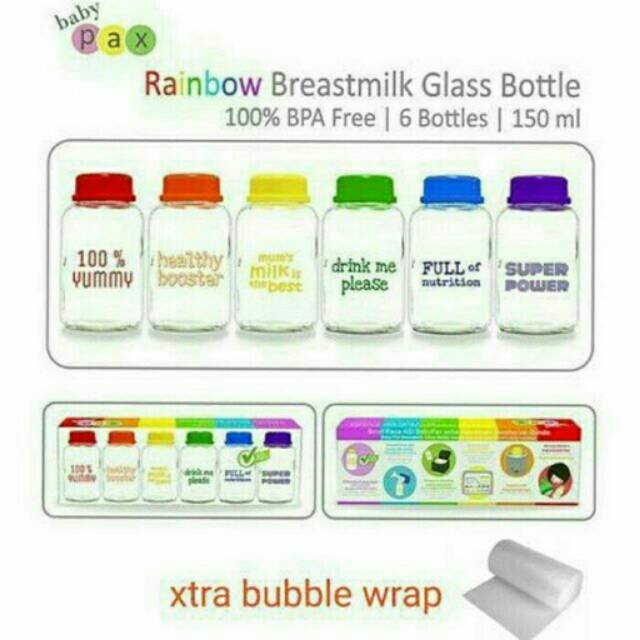 Jual Botol Kaca ASI Baby Pax Rainbow 150ml (ISI 6pcs) Botol Baby Pax | Shopee Indonesia