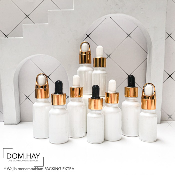 Jual Botol Pipet Kaca Putih Mutiara Tutup Gold Face Serum Dropper ...