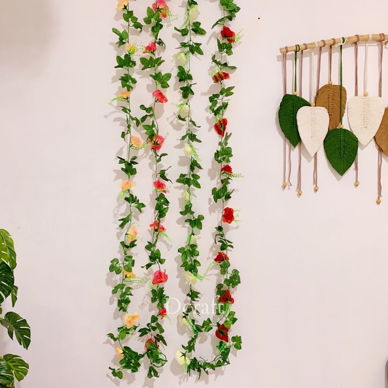 Jual Tanaman Rambat Artificial Bunga Mawar Rambat Juntai Murah | Shopee ...