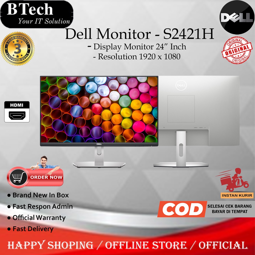 Jual Dell Monitor S2421 S2421HN 24" inch 3 Year | Shopee Indonesia