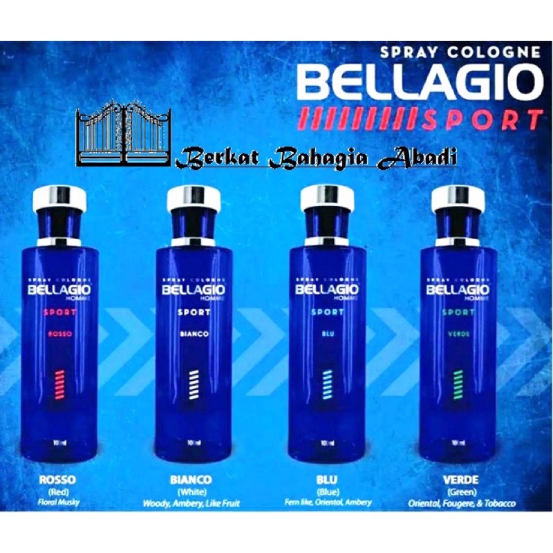 Jual Bellagio Spray Cologne Sport 100ml / Bellagi Botol Kaca Biru 100ml ...