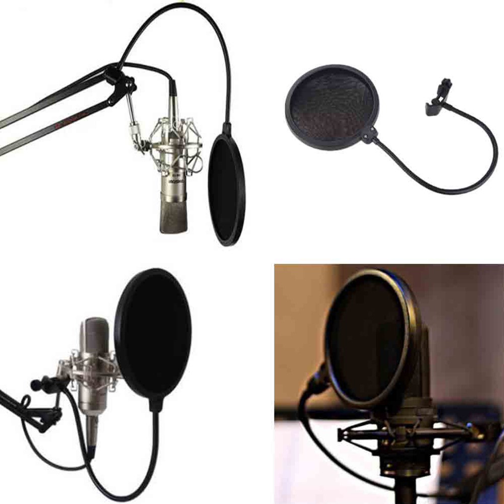 Jual Pop Filter Microphone Dual Layer Windscreen Mic Mikrofon Recording ...