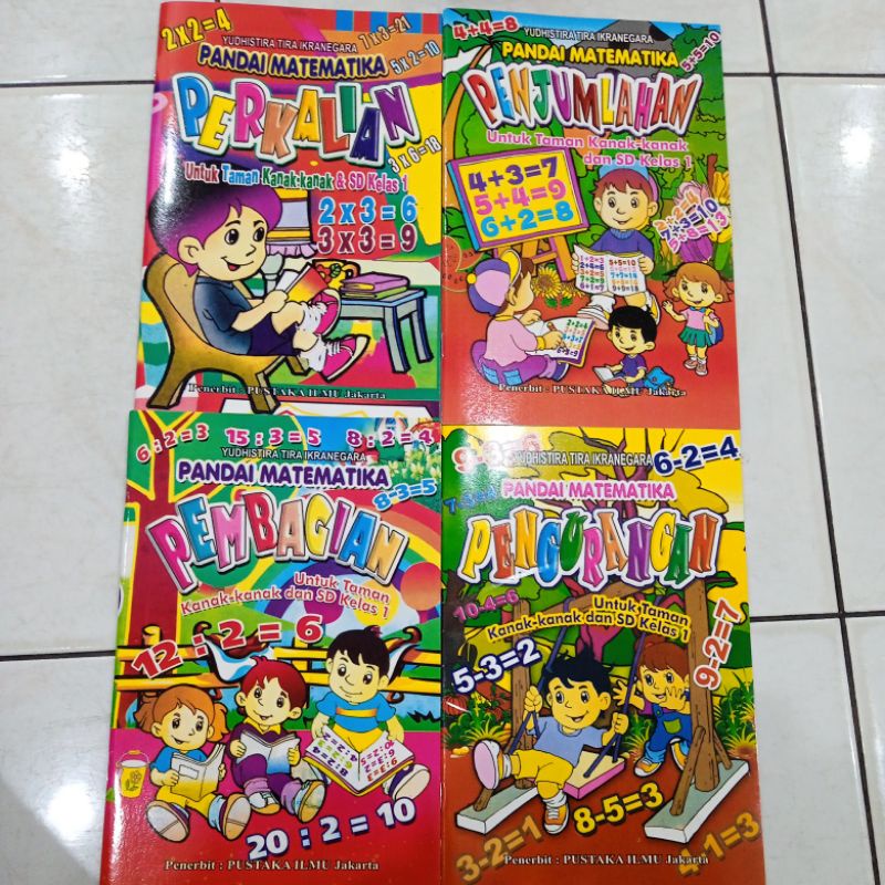 Jual Paket isi 4 Buku Matematika (Pertambahan, Pengurangan, Perkalian ...