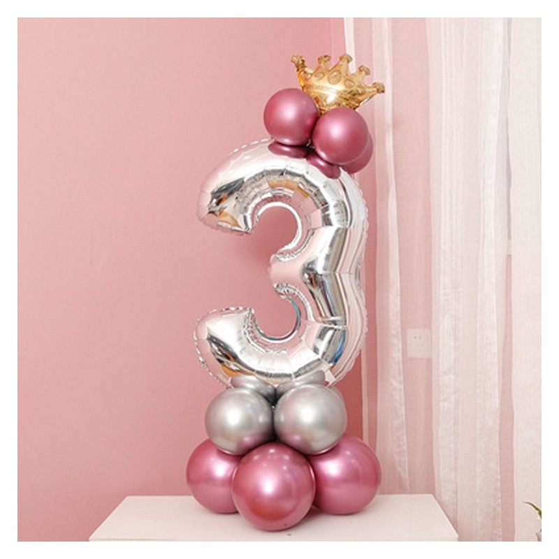 Jual STANDING DIY ANGKA SILVER PINK DEKORASI/DEKORASI ULANG TAHUN/BALON ...