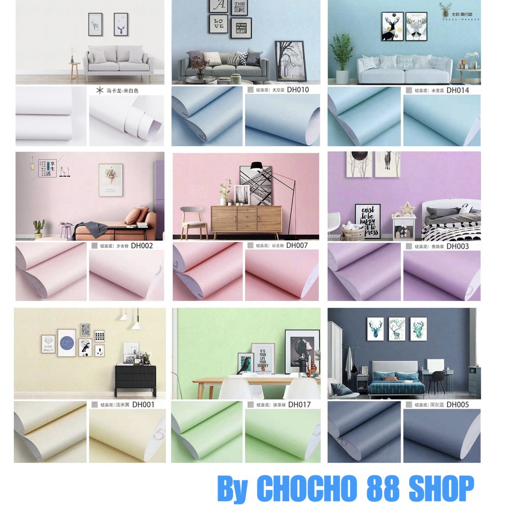 Jual Wallpaper Dinding Ukuran 45 Cm X 10 M Motif Polos Plain Bertekstur