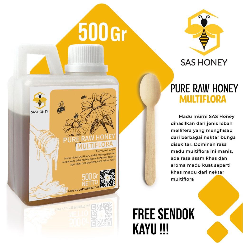 Jual Madu Asli Murni 500gr Sas Honey Nektar Bunga Multiflora | Shopee ...