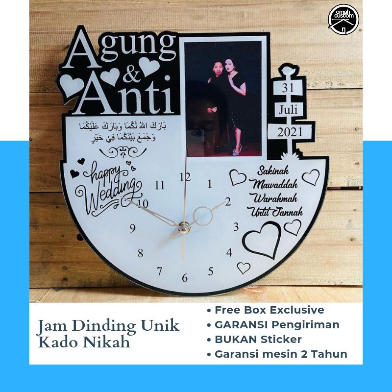 Jual Kado Pernikahan Jam Dinding Unik Bonus Box Kado Exclusive Free ...