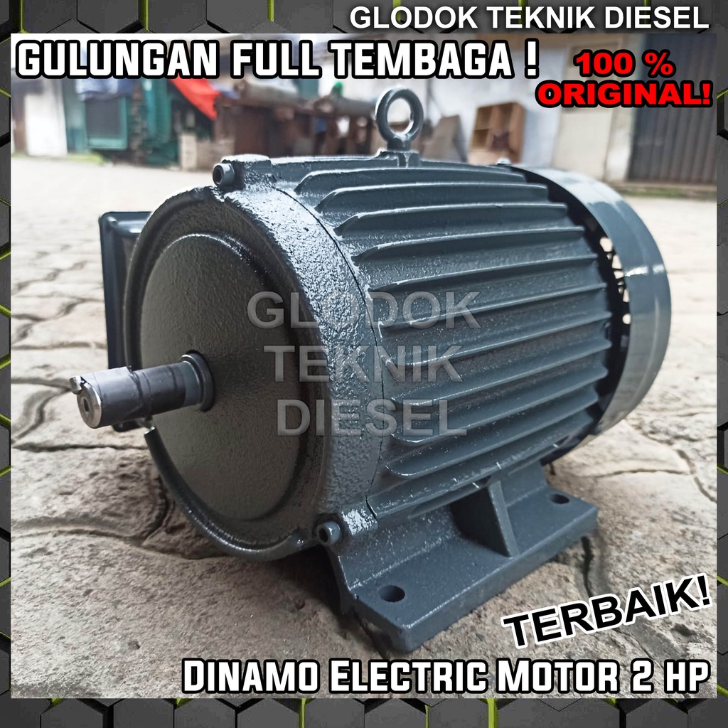 Jual Dinamo Electric Motor 2 HP 1 Phase 1400 RPM Gulungan Full Tembaga ...