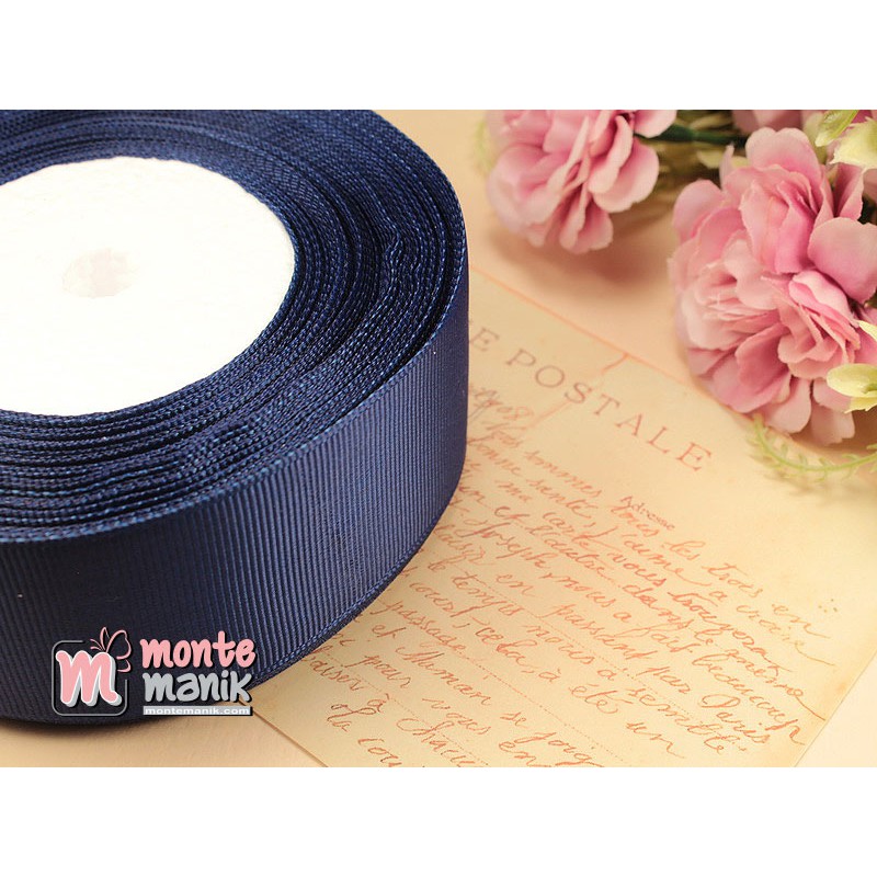 Jual 1 Meter Pita Grosgrain 4 cm Biru Navy GG30 Montemanik Craft ...