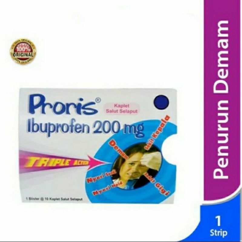 Jual Proris Ibuprofen 200 mg Triple Action 1 strip / Pereda Demam ...