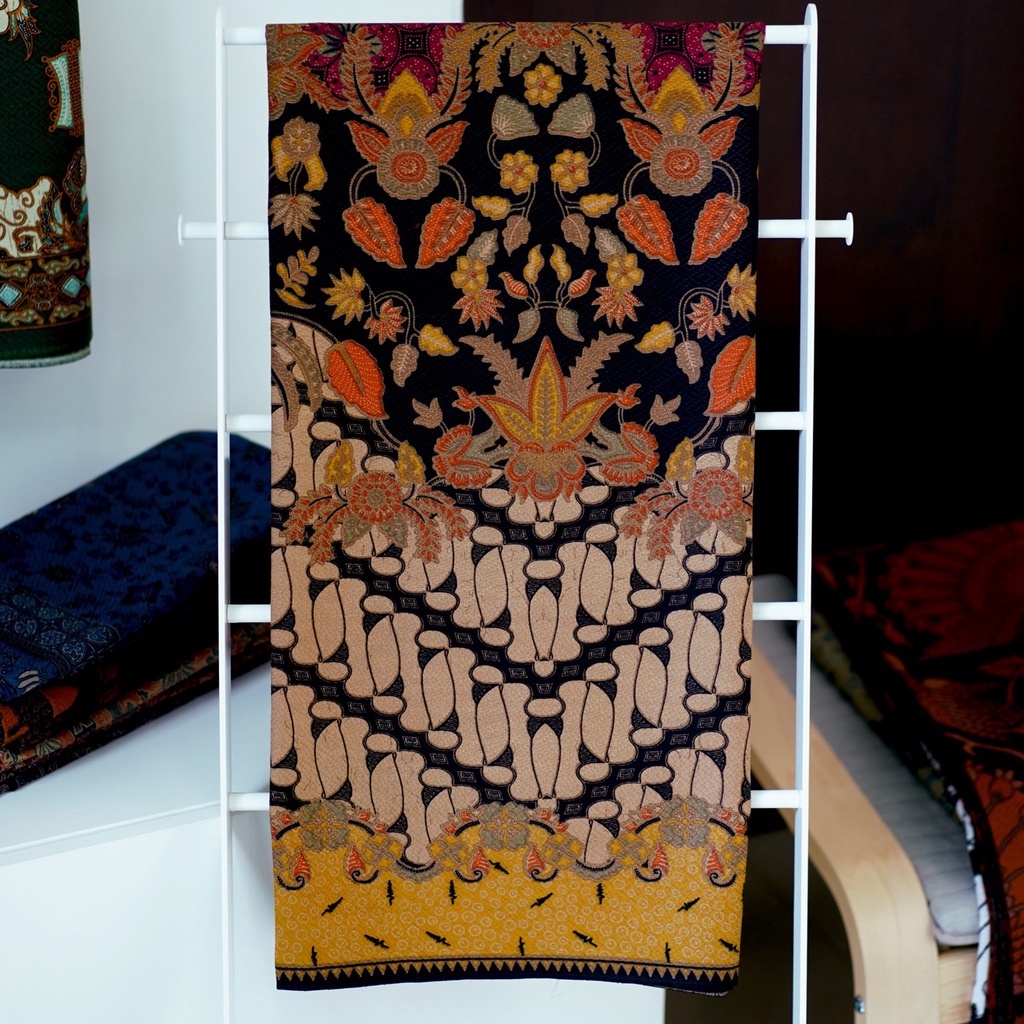 Jual KAIN BATIK PREMIUM Bahan Dobby Motif Parang Warna Hitam Kuning ...