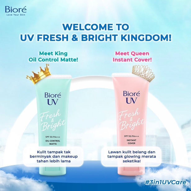 Jual BIORE UV 3in1 Sunscreen SPF 50 PA++ Biore UV Fresh & Bright Oil ...