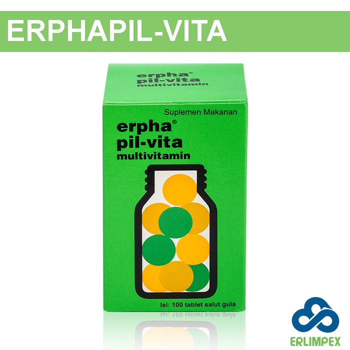 Jual Erpha Pil-Vita Suplemen Vitamin Multivitamin Lengkap - Botol 100 ...