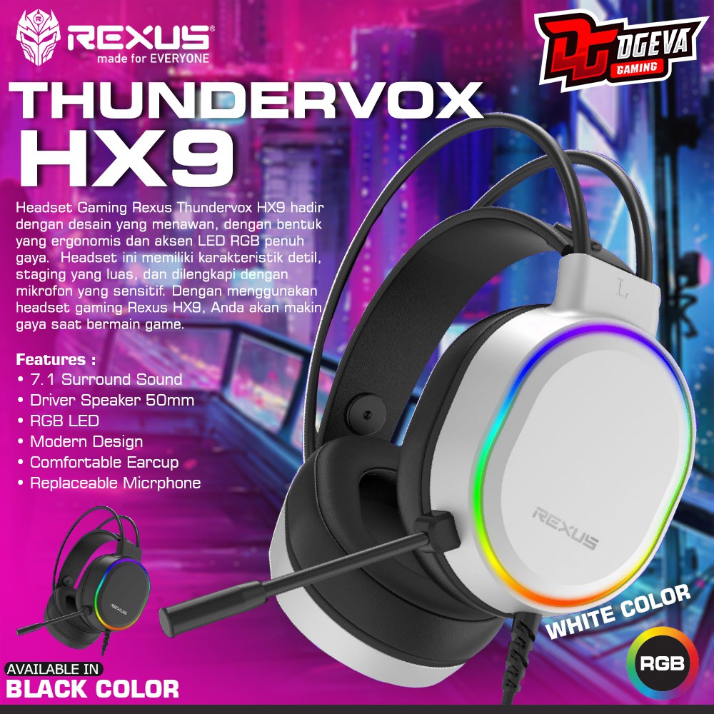 Jual Rexus Thundervox HX9 RGB Headset Gaming - GARANSI RESMI | Shopee ...