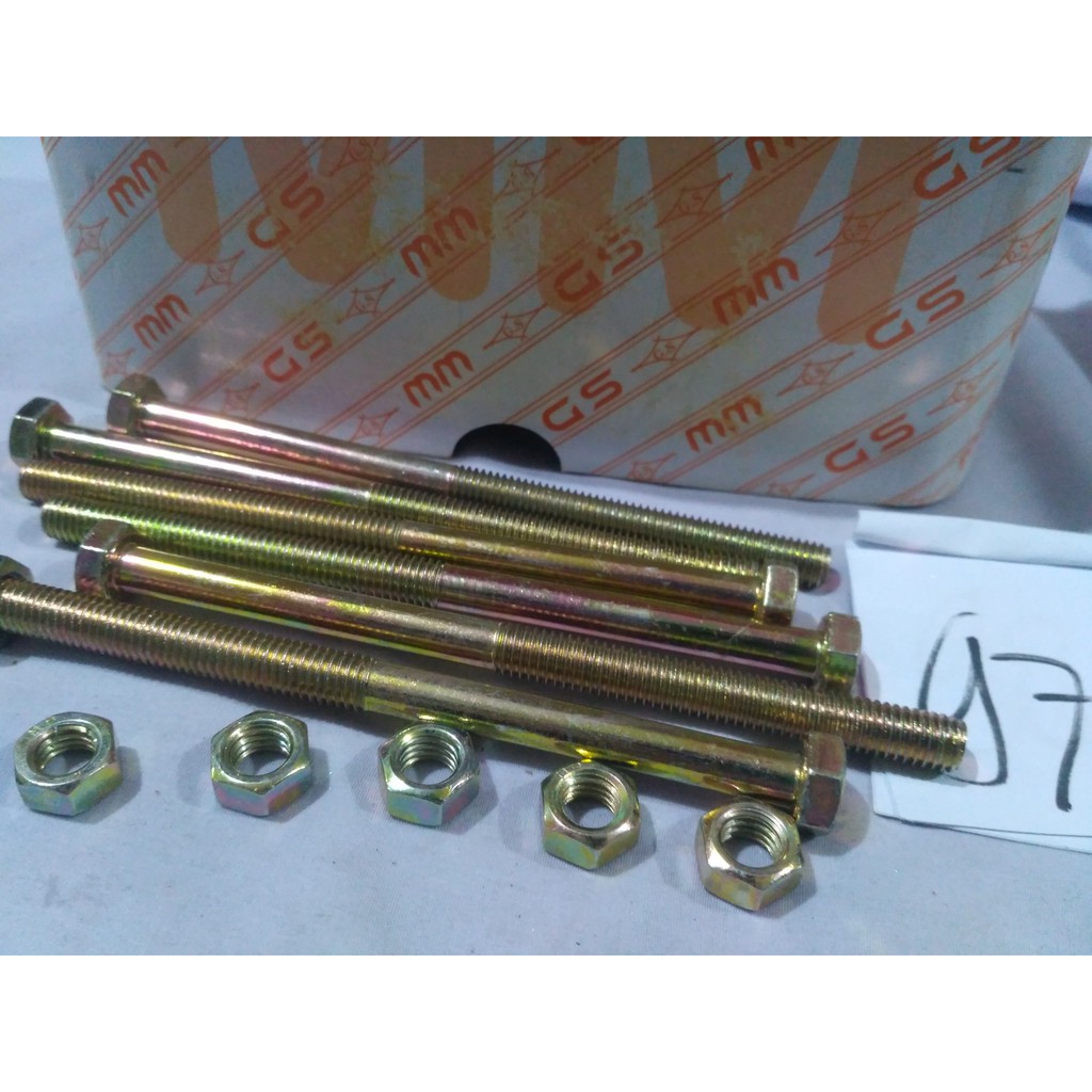 Jual Baut Mur kuningan diameter 8 mm panjang 11 cm kunci 12 UKURAN 8 m ...