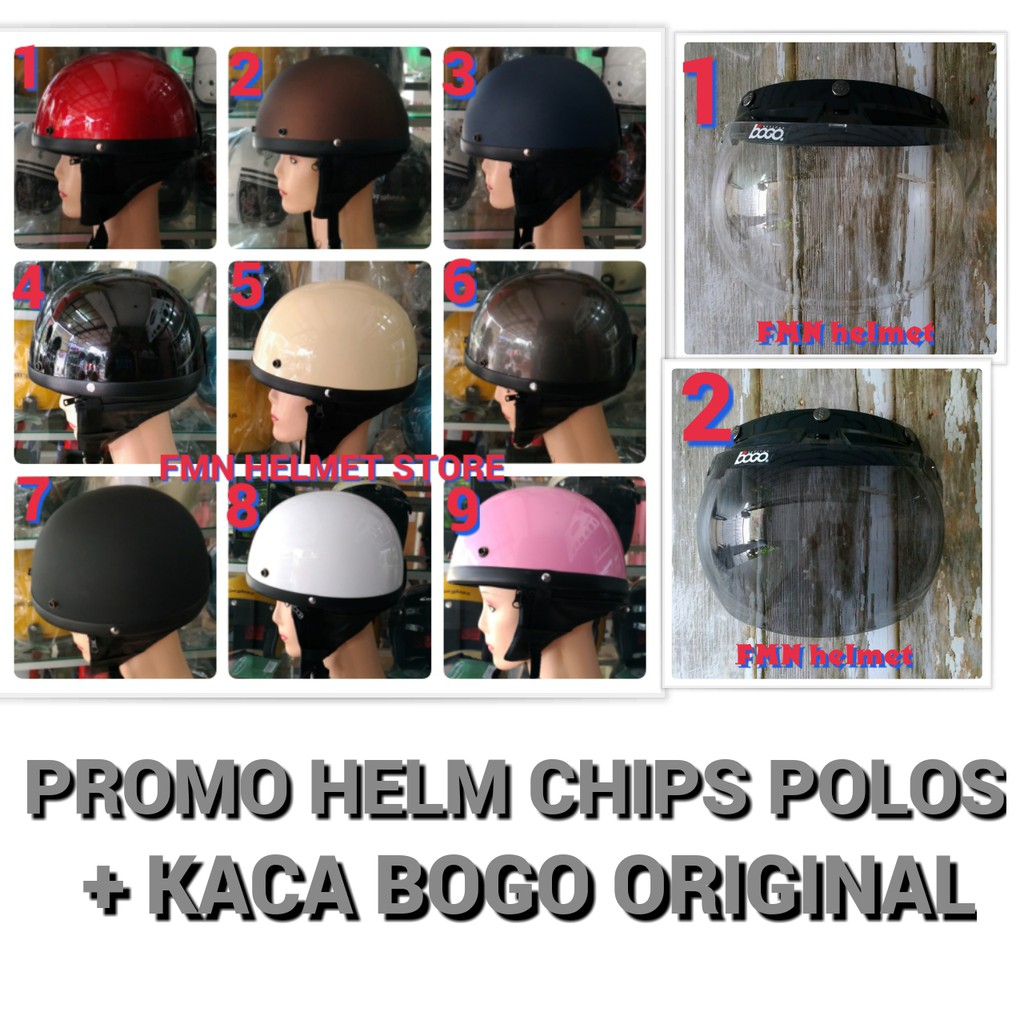 Jual Helm Chips Catok Vespa Polos + Kaca Bogo Original | Shopee Indonesia