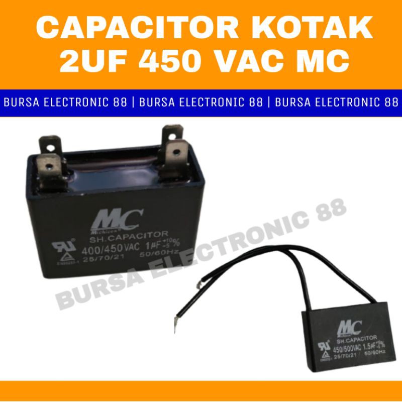 Jual Capacitor / Kapasitor Kotak 2uf 450 VAC MC | Shopee Indonesia