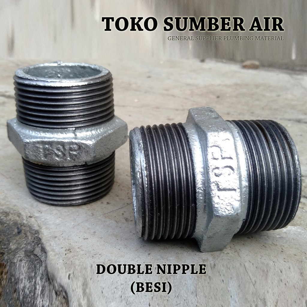 Jual DOUBLE NIPPLE GALVANIS 2 1/2 INCHI - DOBEL NEPEL BESI Sambungan Pipa dengan DRAT BSPT ...