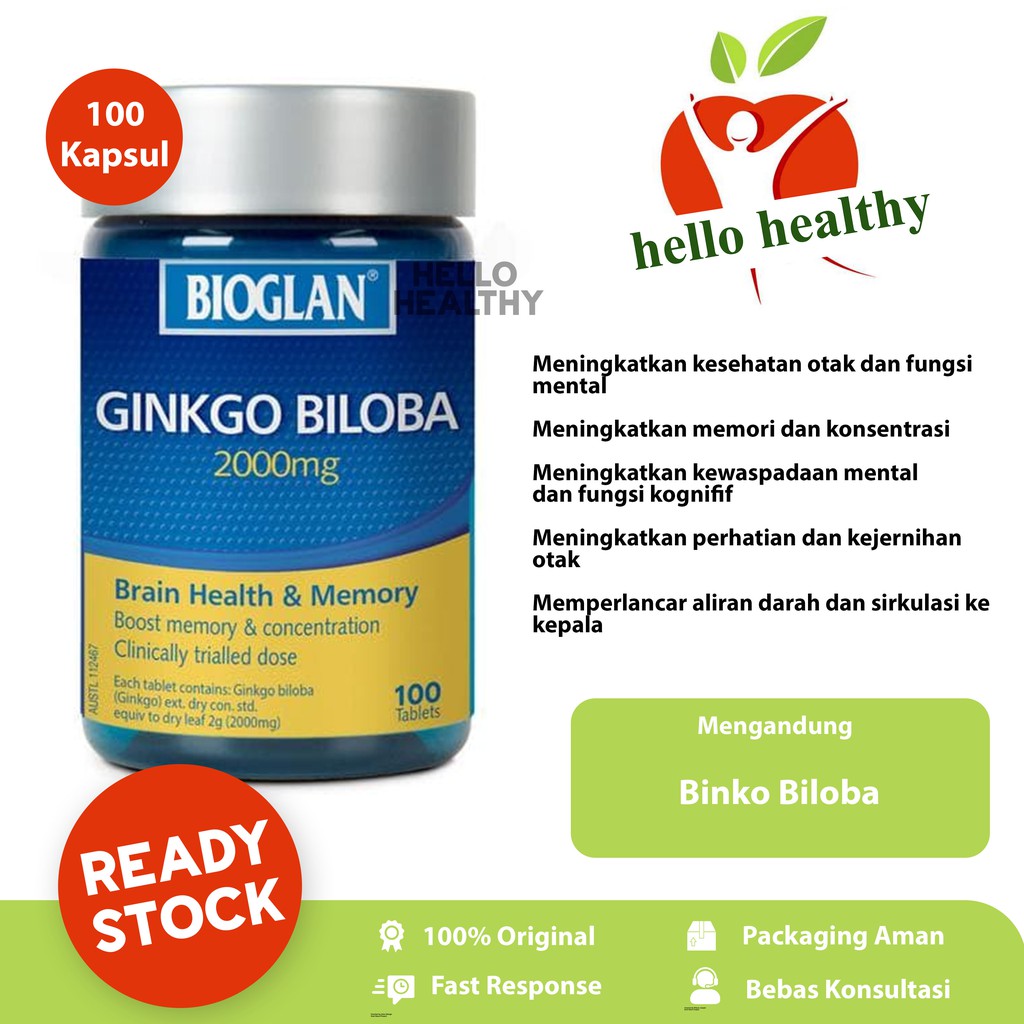 Jual Suplemen Daya Ingat Otak - Bioglan Ginkgo Biloba 2000mg (100 ...