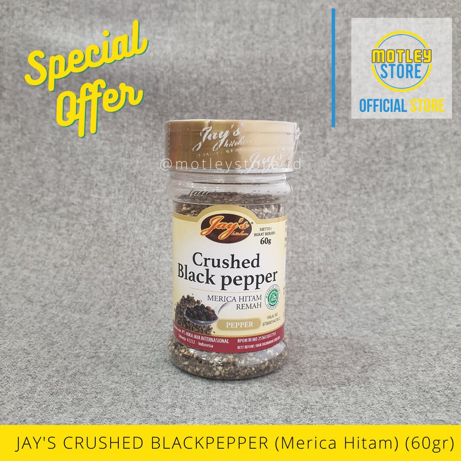 Jual Jay's Crushed Black Pepper / Merica Hitam Remah (60Gr) | Shopee ...