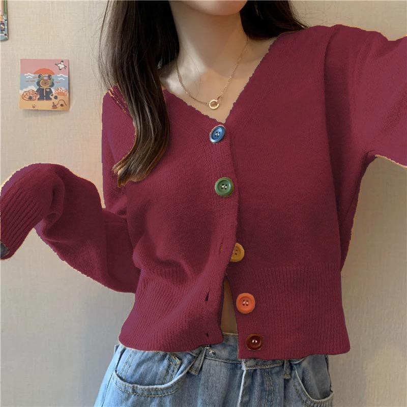 Jual Zahra Cardigan Wanita Button Rainbow Bahan Rajut | Pakaian Dewasa ...