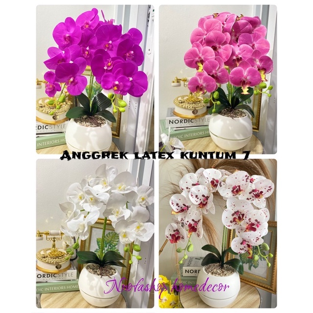 Jual RANGKAIAN BUNGA 7 KUNTUM ANGGREK LATEX CAB 2 VAS BOLA VIENA ...