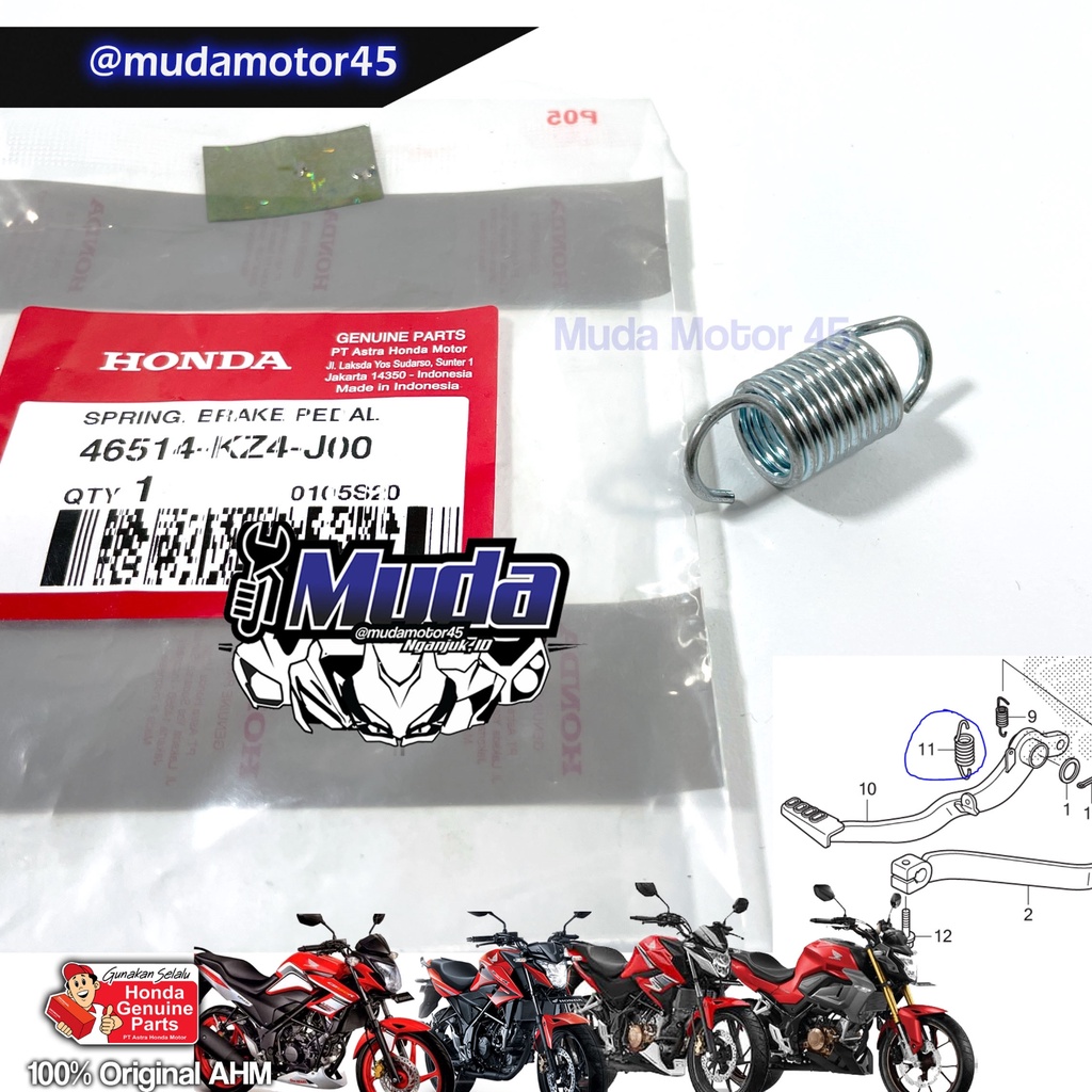 Jual PER PEDAL REM BELAKANG CB150R V1-V4 46514-KZ4-J00 K15 SPRING ...