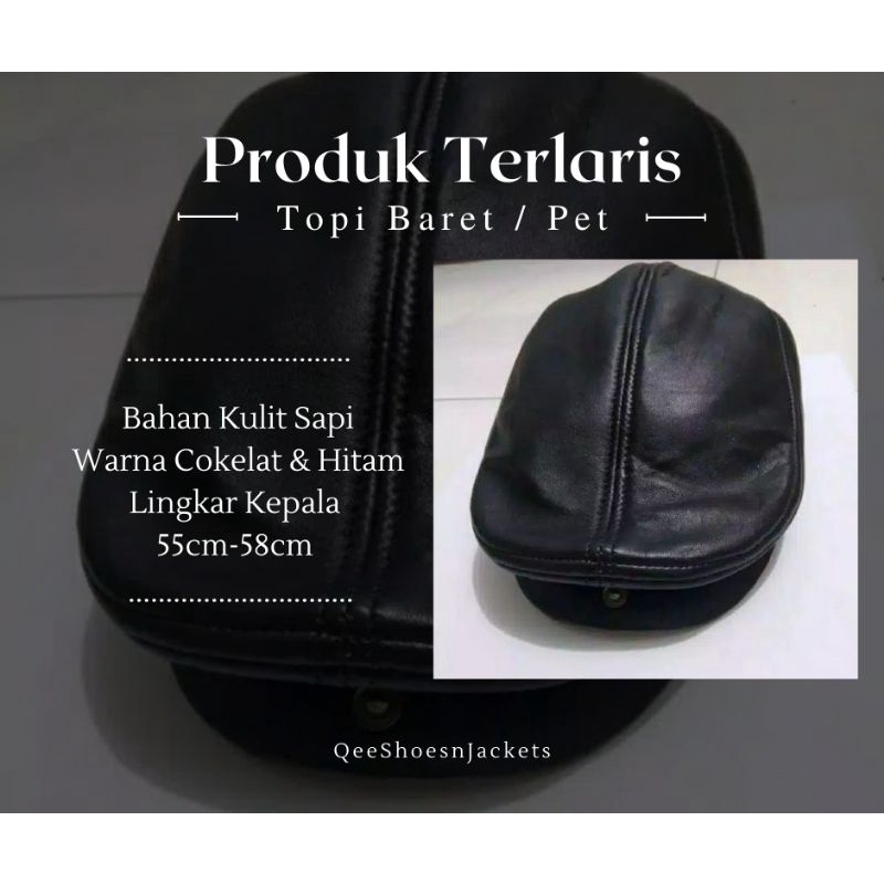 Jual Topi Pria Model Topi Baret Topi Pet Bahan Kulit Sapi warna Cokelat ...