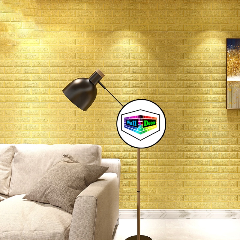 Jual WD Wallpaper 3D Foam Sticker Warna Kuning Premium Wall Paper Tebal ...