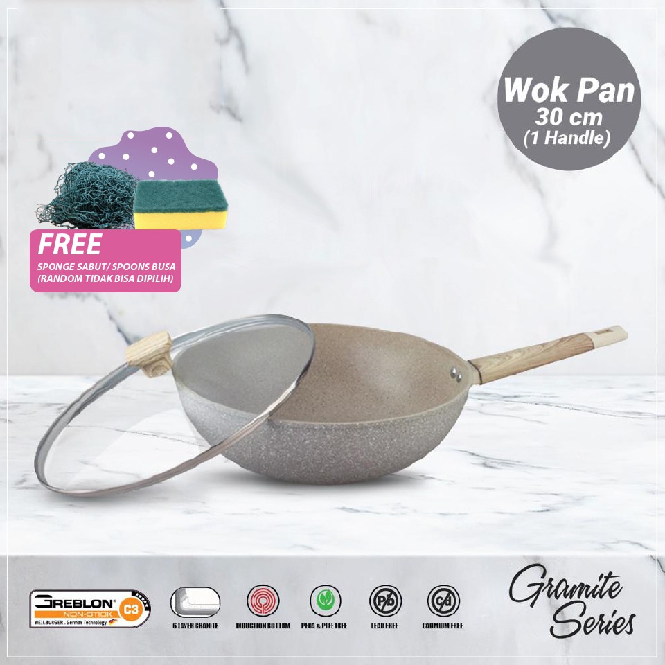 Jual STEIN/STEINCOOKWARE/KUALI/GRANITE SERIES/WOK/PAN/ANTI LENGKET/TEFLON/ GREBLON WOK PAN 30 ...