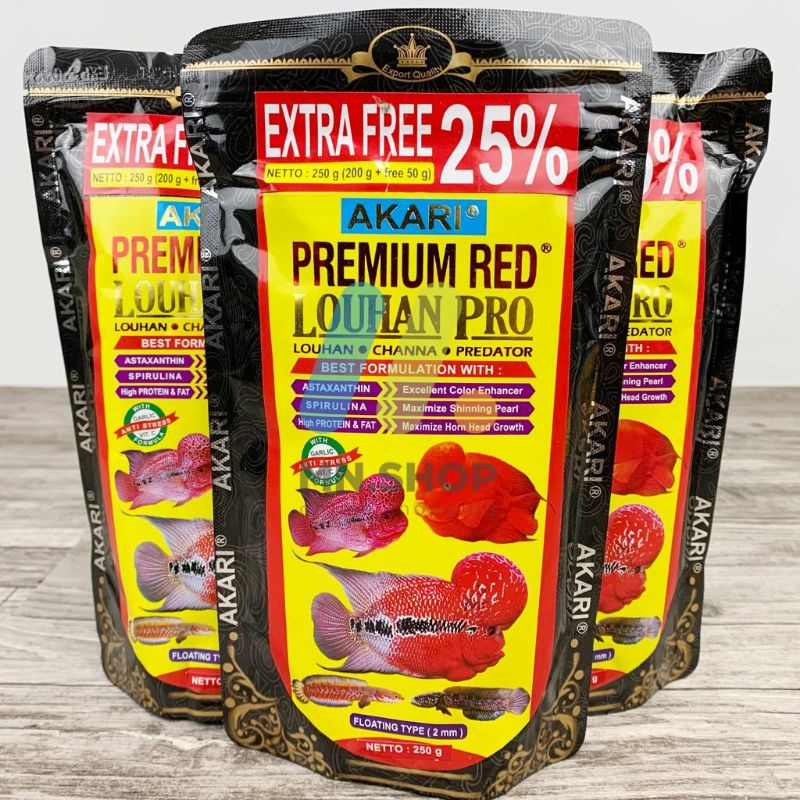 Jual pelet akari premium red louhan pro 250gram louhan-channa-predator ...