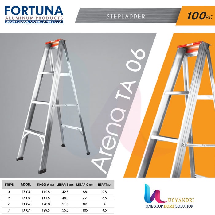 Jual TANGGA ALUMINIUM LIPAT PREMIUM TANGGA FORTUNA ARENA TA06 | Shopee ...