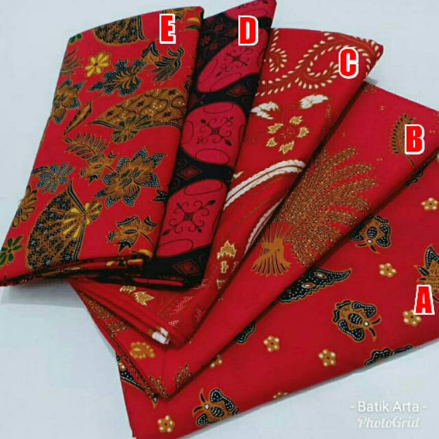 Jual Kain batik jarik warna dasar merah primis seragam bridesmaid ...