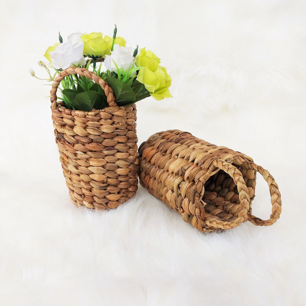 Jual Keranjang Vas Bunga Anyaman Eceng Gondok Wadah Tanaman Gantung Pot ...