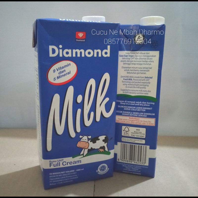 Jual Promo UHT Diamond Full Cream 1 Liter x 12btl | Shopee Indonesia