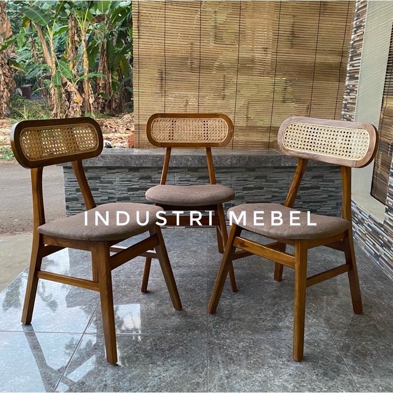 Jual Paket Kursi Makan Ropan Rotan Jok - Kursi Cafe Rotan Retro Scandinavian Harga Murah - Kursi ...