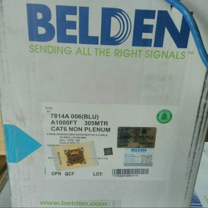 Jual kabel belden cat 6 UTP 7814A/ kabel belden 7814A (305m) original ...