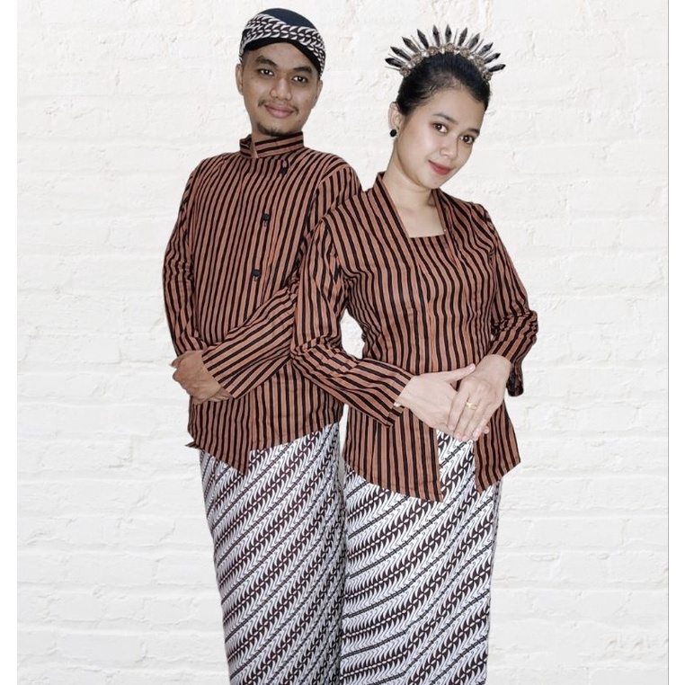 Jual BAHAN KATUN PREMIUM Couple surjan dan kebaya lurik panjang ...