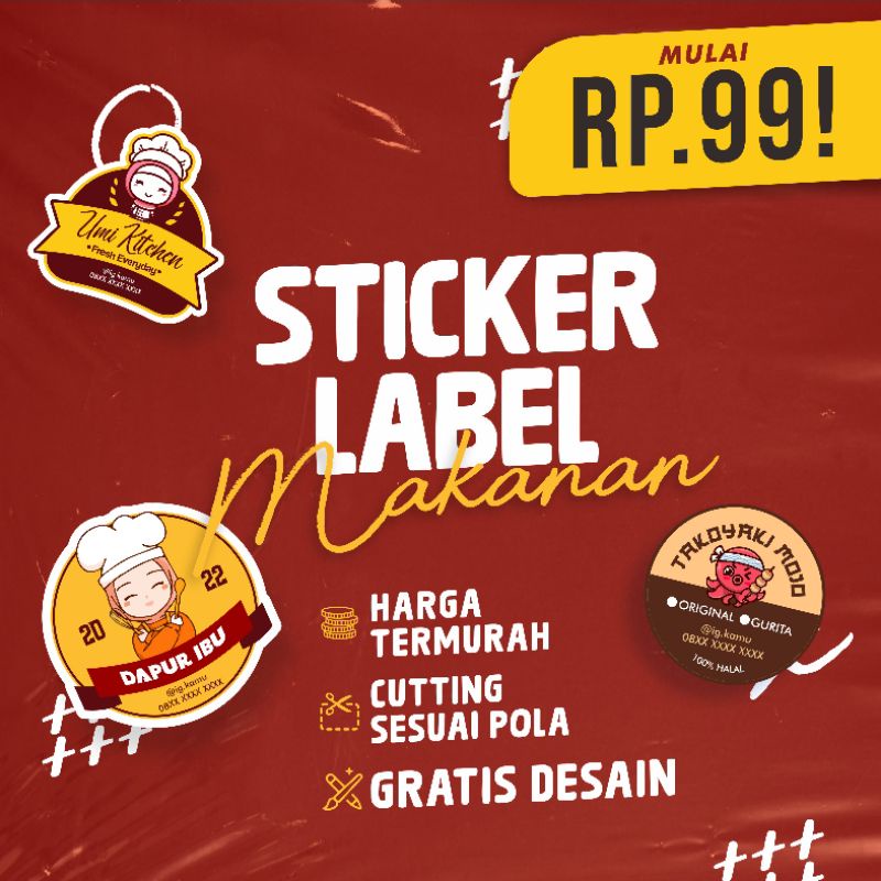 Jual Label Stiker Makanan Snack Camilan Print Cut 5 cm Gratis Desain ...