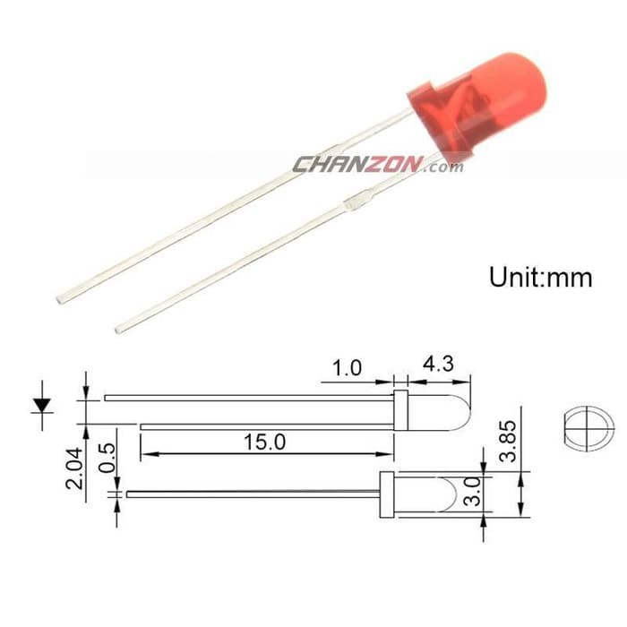 Jual Led 3Mm Diffused Red Merah Lampu Led Diode High Quality | Shopee ...