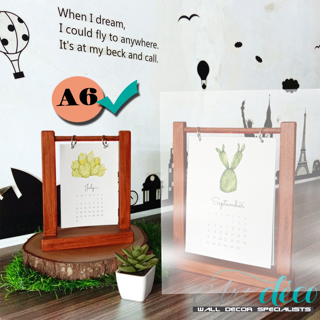 Jual Stand kayu Kalender Meja Aesthetic 2024 model gantung kalender ...