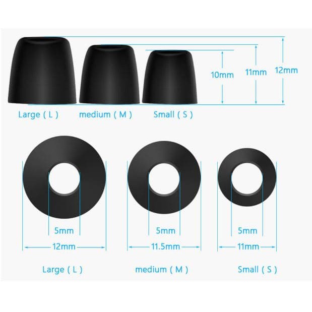 Jual KZ Original 3 Pair Black Noise Isolating Foam Ear Tips ZST ZS3 ...