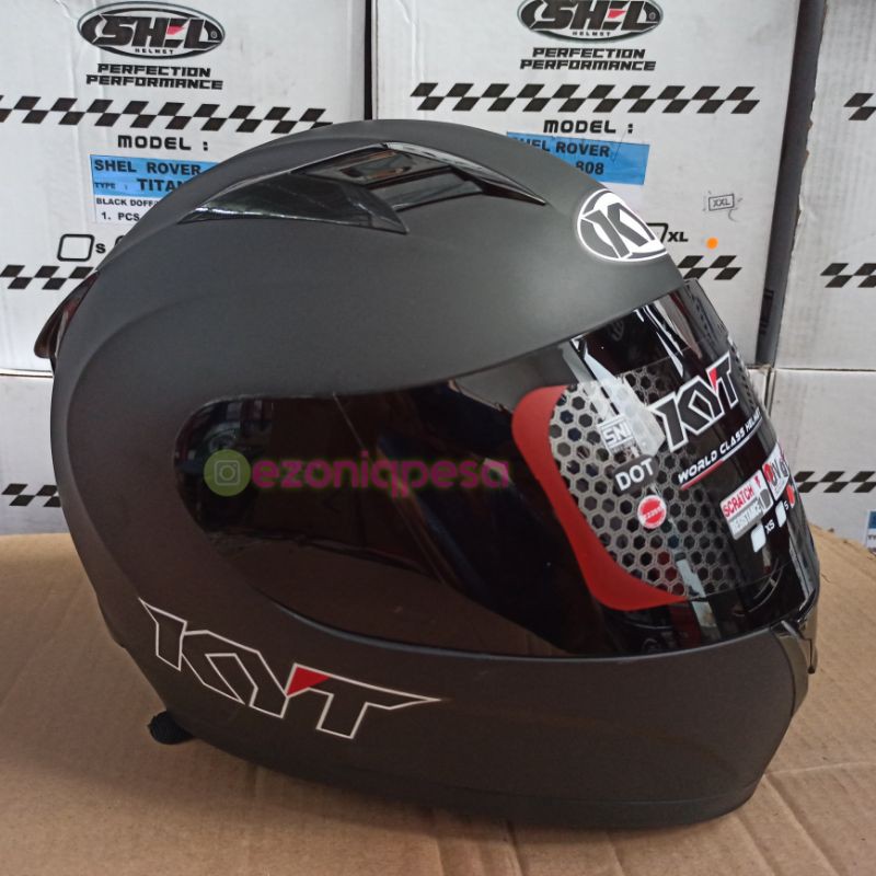 Jual HELM KYT R-10 Solid Black Doff Visor Smoke ORIGINAL | Shopee Indonesia