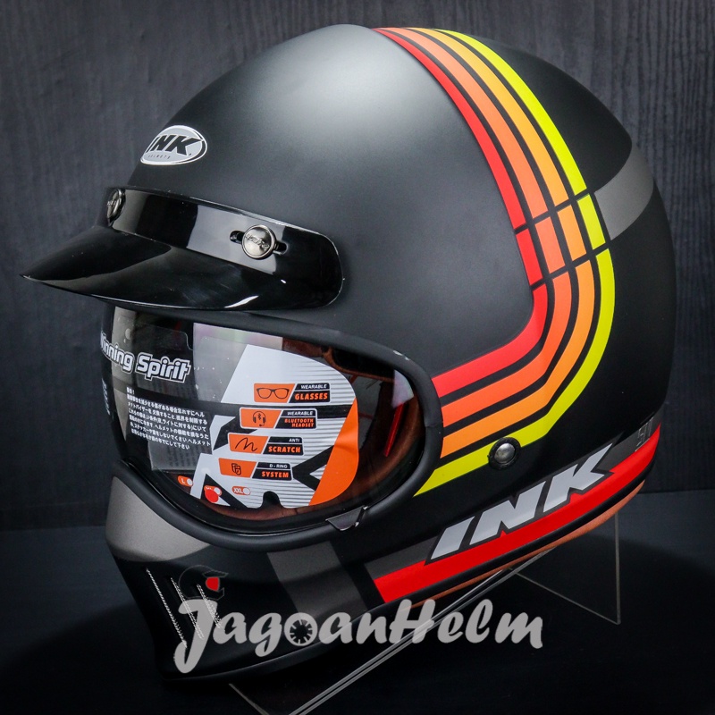 Jual INK HELM TROOPER BORDERLINE | MATT BLACK RED | RETRO CLASSIC ...