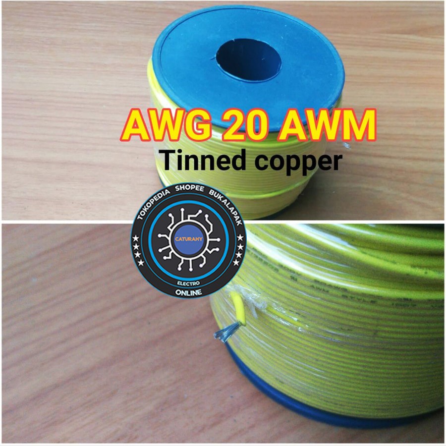 Jual Kabel AWG 20 awm Kuning tinned copper Serabut tinned copper awg20 | Shopee Indonesia